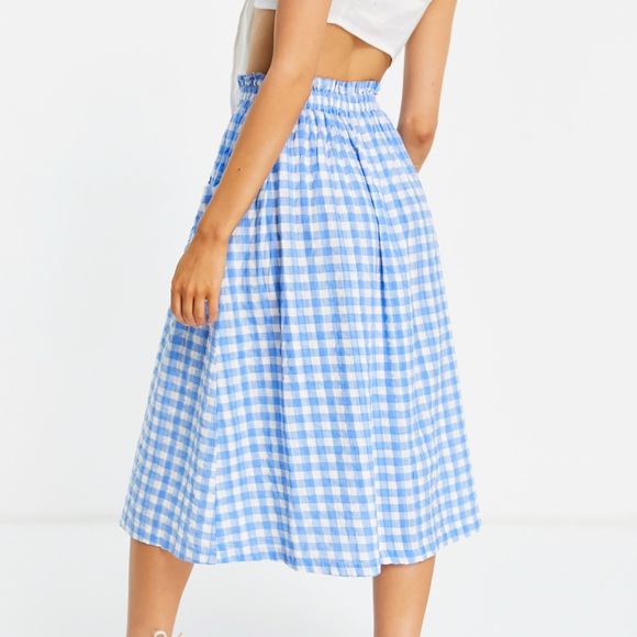 ASOS | Skirts | Nwt Asos Design Midi Skirt Seersucker Blue White ...